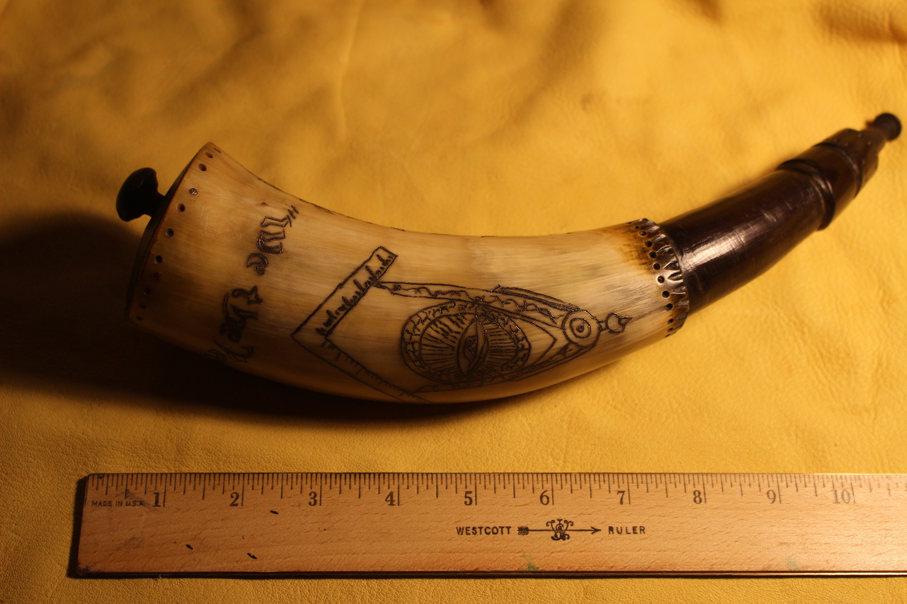Revolutionary War Design Powder Horn With Mason's Sign - Etsy