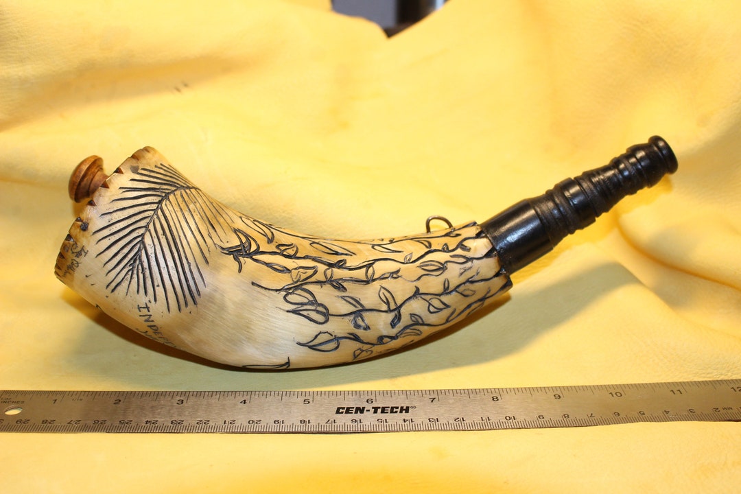Revolutionary War Design Powder Horn...deep Carved - Etsy