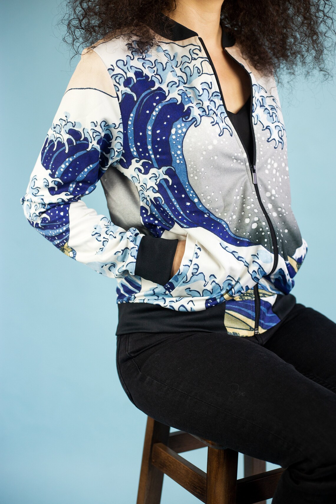 Kanagawa bomber jacket The Great Wave off Kanagawa | Etsy