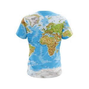 Recycled T-shirt With World Map Print, Globe Print, Geography T Shirt ...