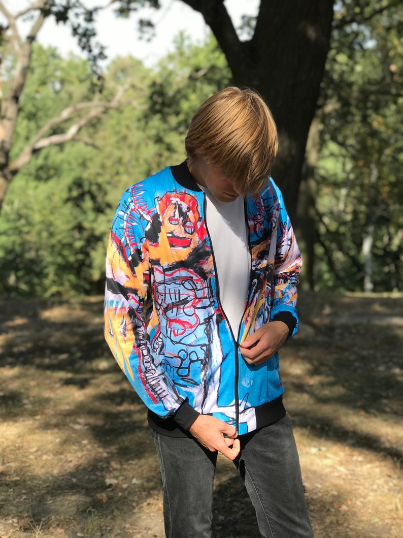 Spray Paint Art Bomber Jacket, Ptinted Bomber-jacket, Graffiti Font ...