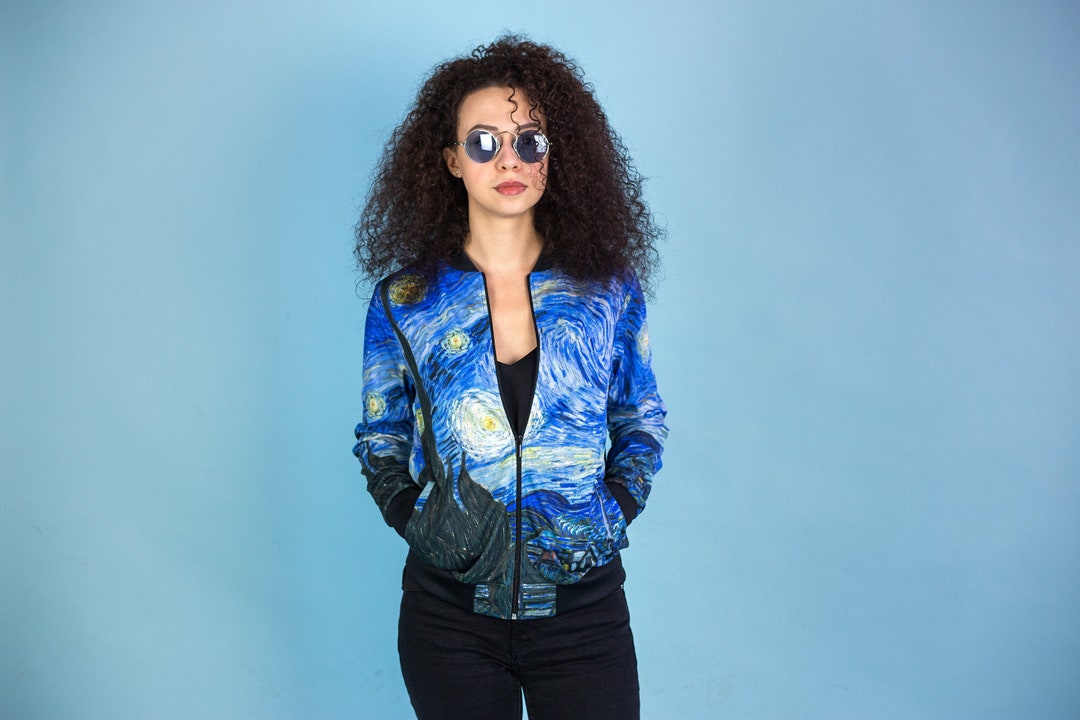 The Starry Night Bomber Jacket, Van Gogh Printed Bomber Jacket, ,gift ...