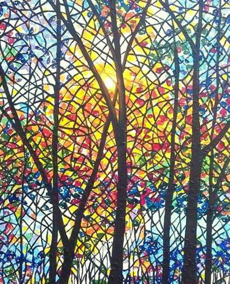 Original Acrylic Painting - Abstract Colorful Landscape - Autumn ...