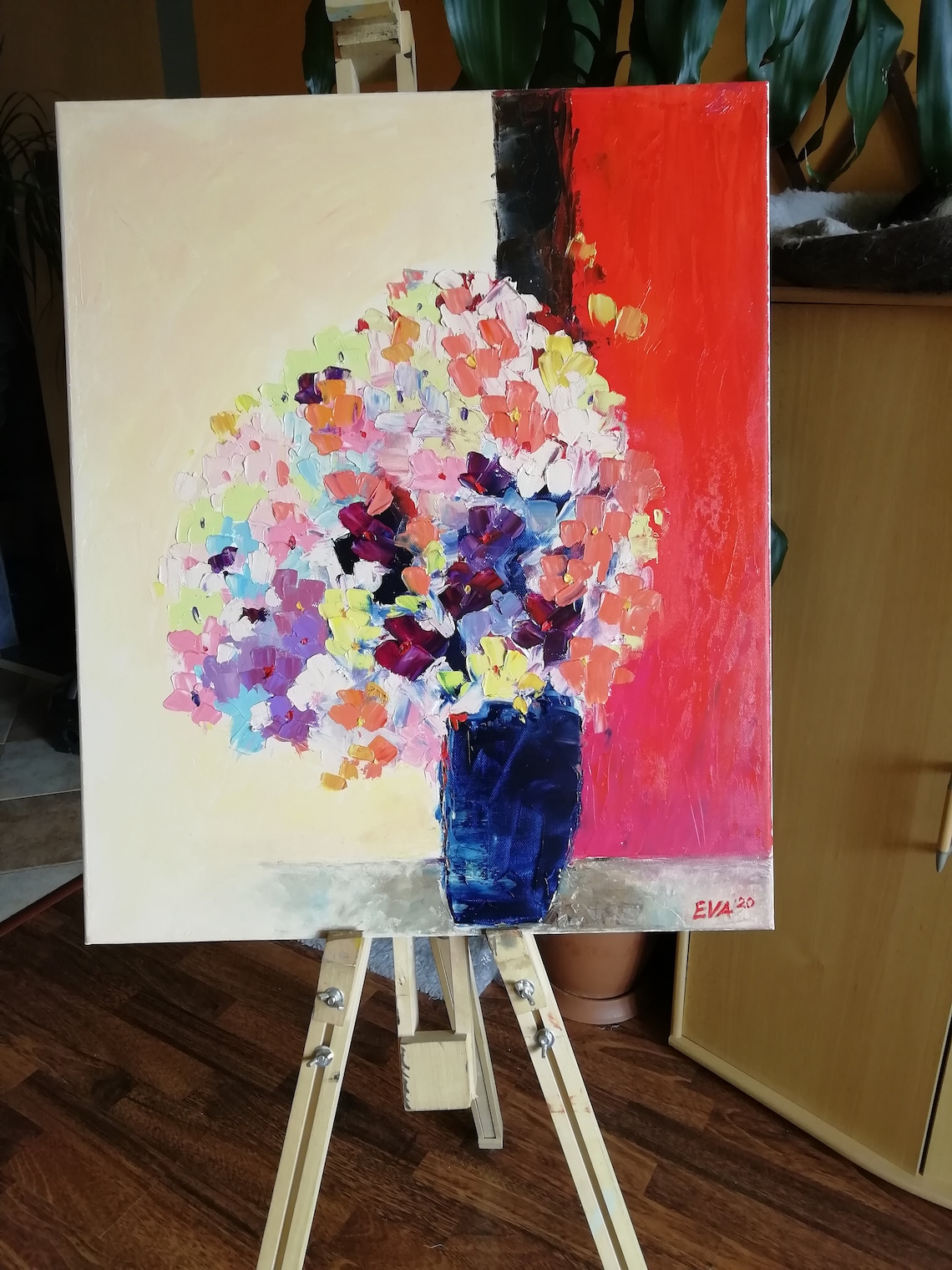 Original Abstract Oil Painting Vase With Flowers - Etsy