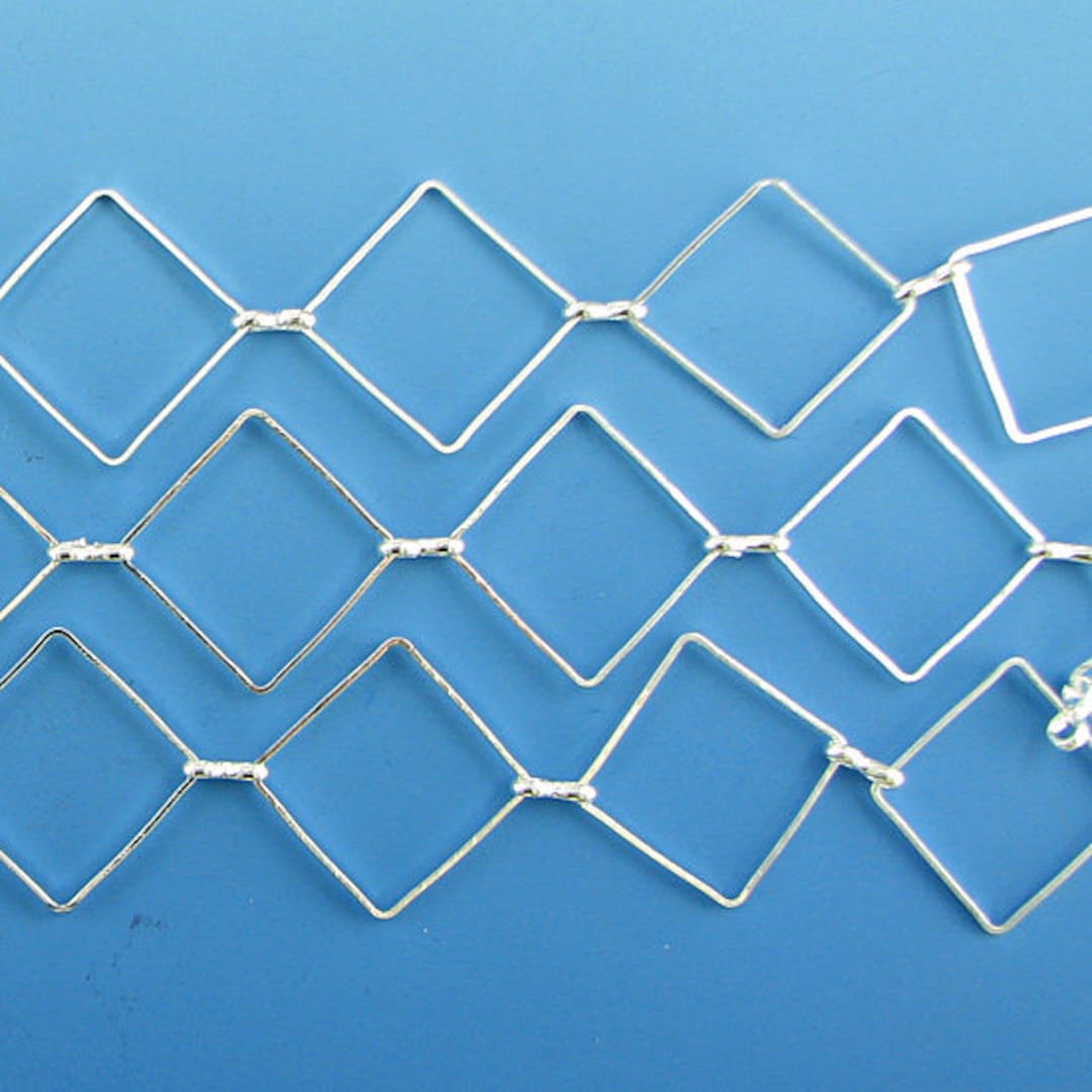 26mm Silver Plated Copper Diamond Chain One Foot Findings 4505 - Etsy