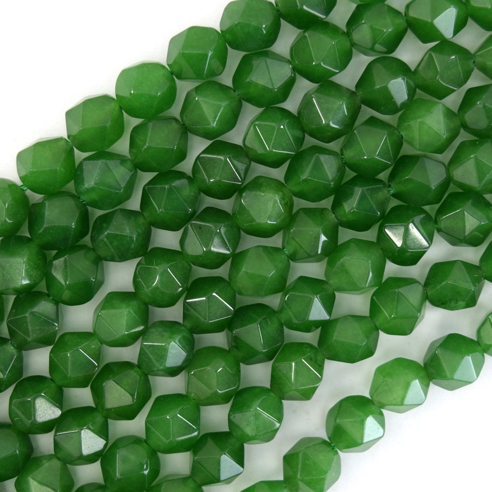 Star Cut Faceted Canada Green Jade Round Beads Gemstone - Etsy