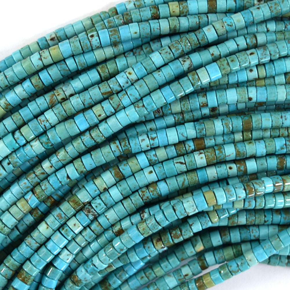 Brown Matrix Blue Turquoise Heishi Disc Beads Gemstone - Etsy