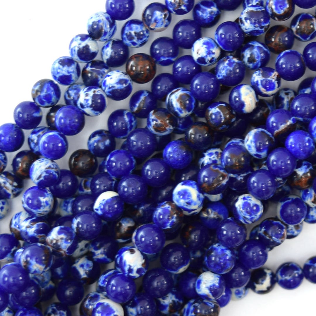 4mm Synthetic Lapis Blue Sea Sediment Jasper Round Beads 15.5" Strand ...