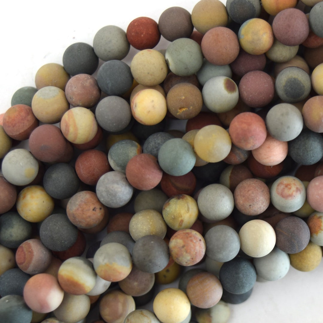 Matte Landscape Polychrome Picture Jasper Round Beads 15.5" Strand 6mm ...