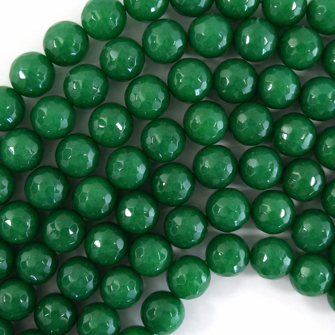 Faceted Emerald Green Jade Round Beads 15" Strand 3mm 4mm 6mm 8mm 10mm ...