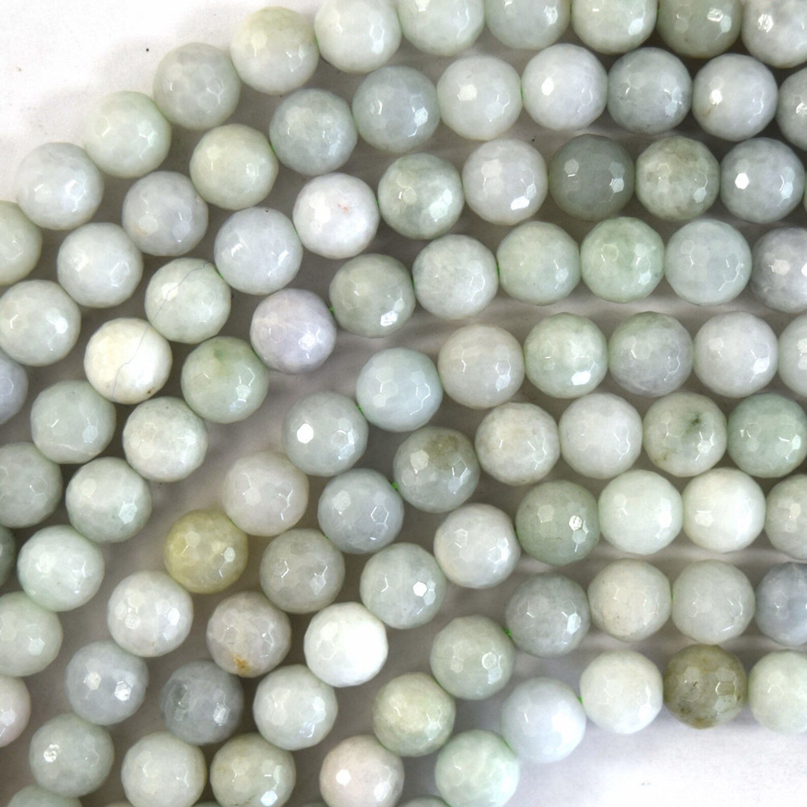 Natural Faceted L Green Burma Jadeite Jade Round Beads 15" Burmese 6mm ...