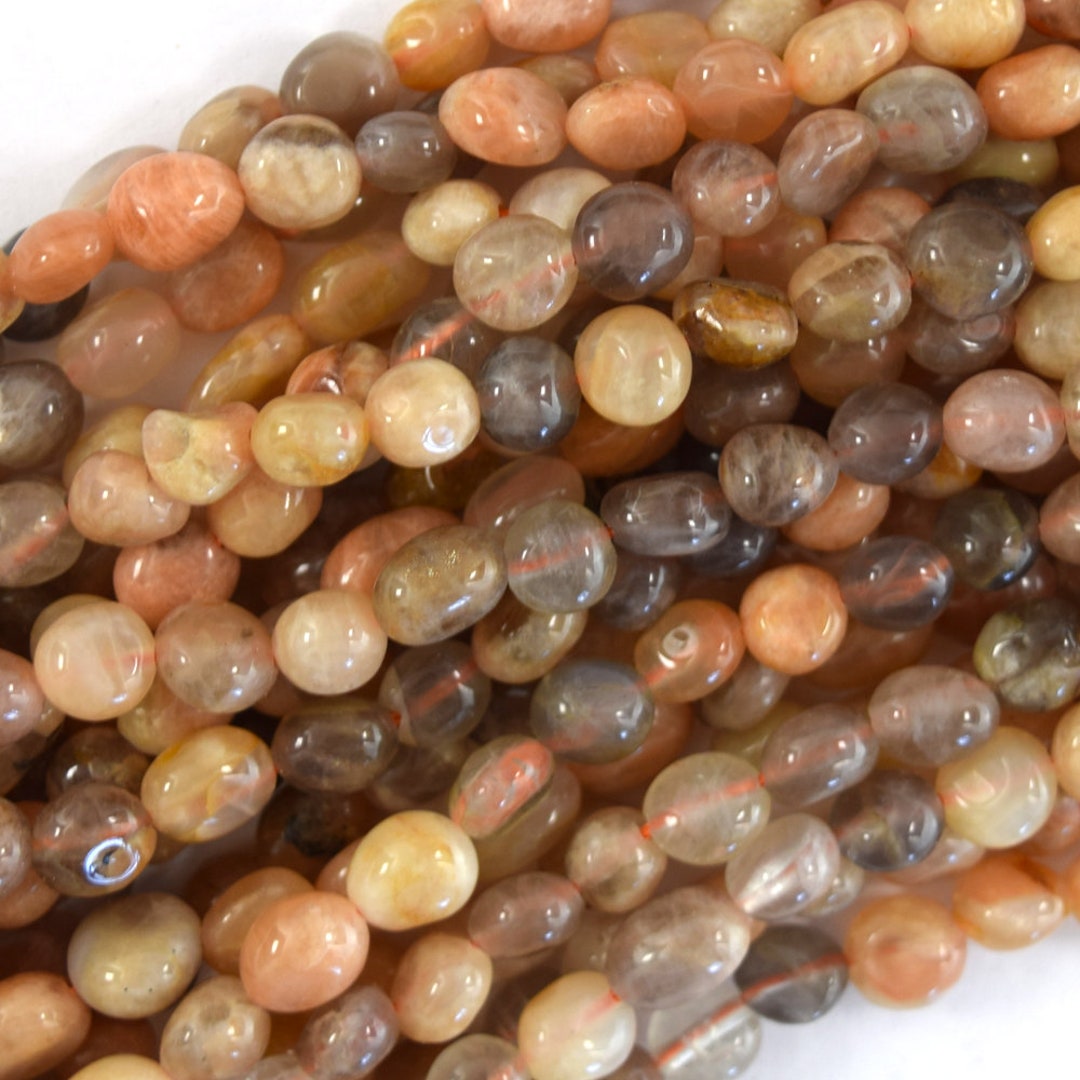 Natural Multicolor Sunstone Pebble Nugget Beads 15.5" Strand 6-8mm 8 ...