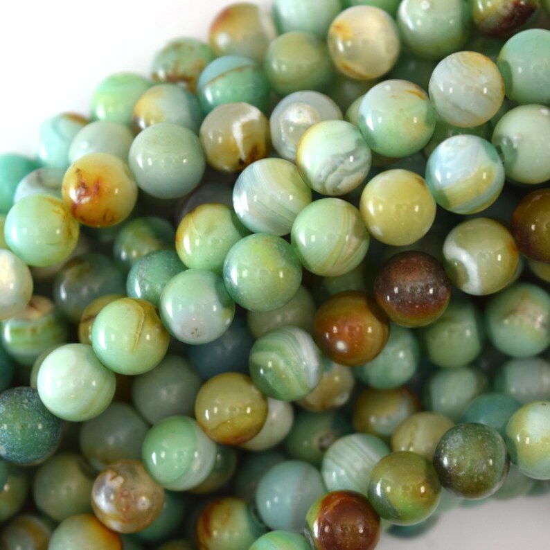 Light Green Agate Round Beads Gemstone 15 Strand 6mm 8mm | Etsy