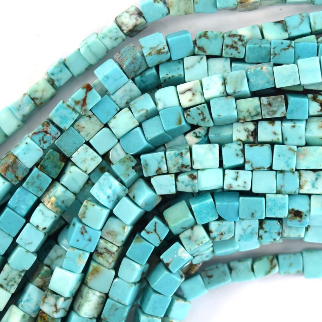4mm Blue Turquoise Cube Beads 15.5" Strand S2 - Etsy
