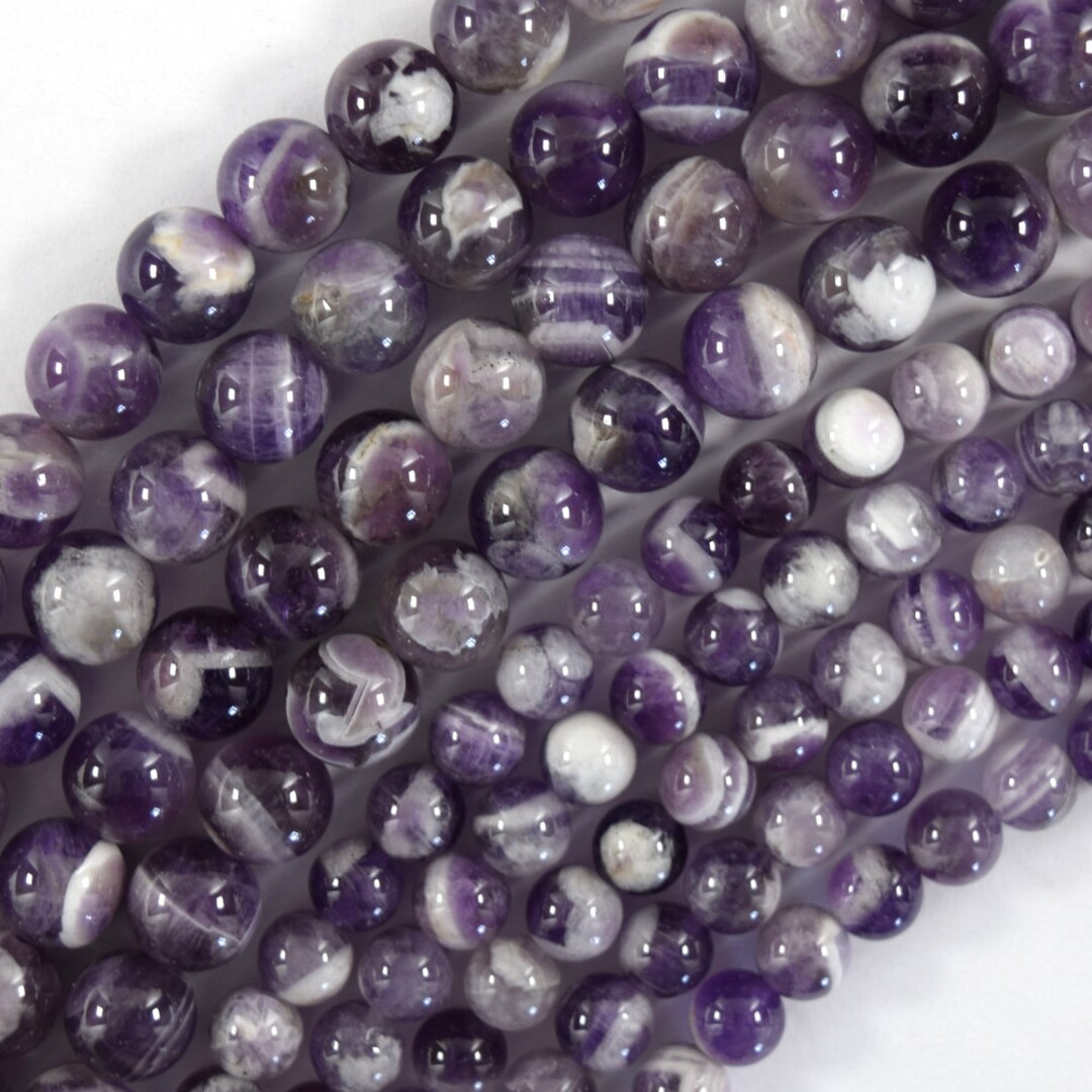 AA Natural Purple Dog Tooth Chevron Amethyst Round Beads 15.5" Strand ...