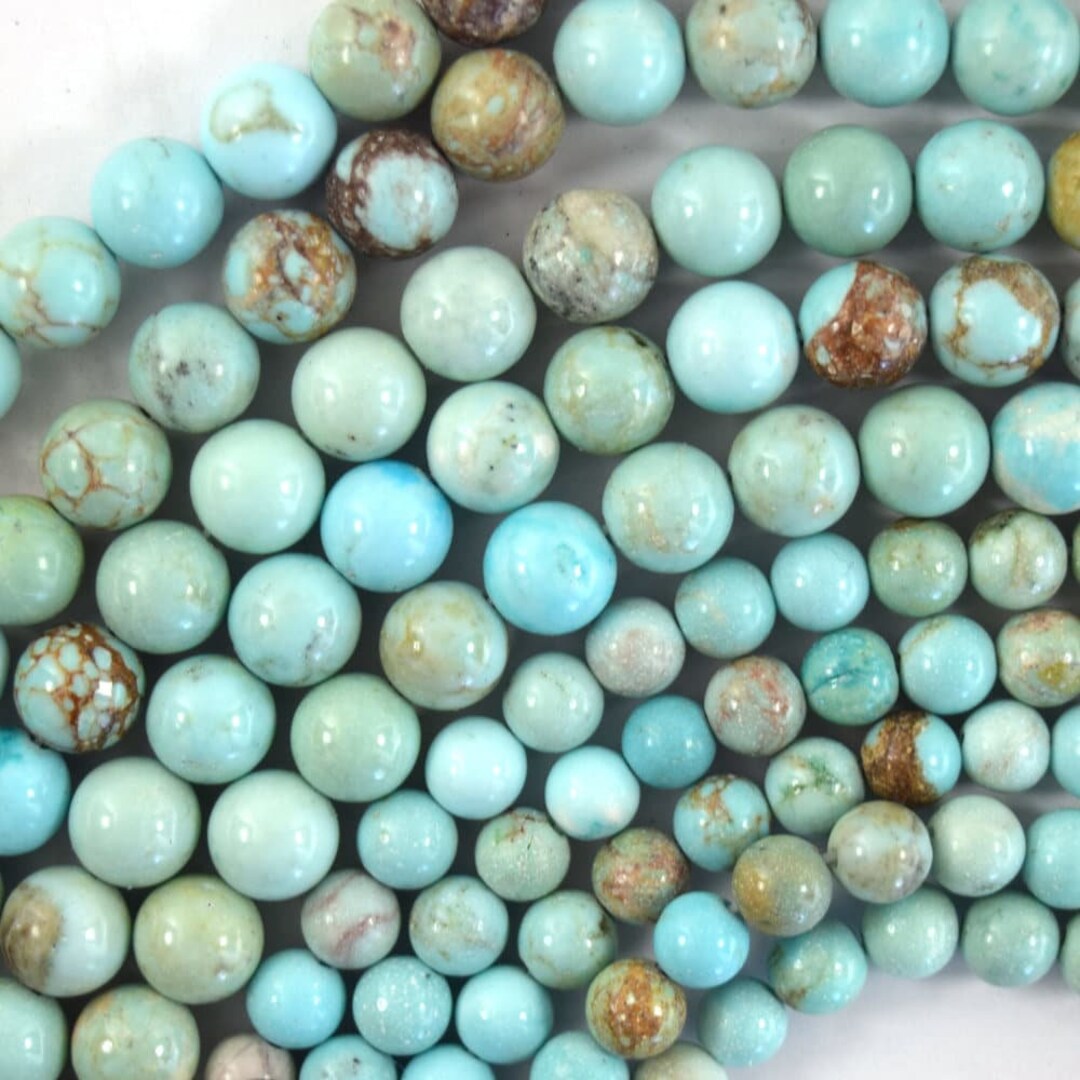 Brown Matrix Cream Blue Turquoise Round Beads 15" Strand 4mm 6mm 8mm ...