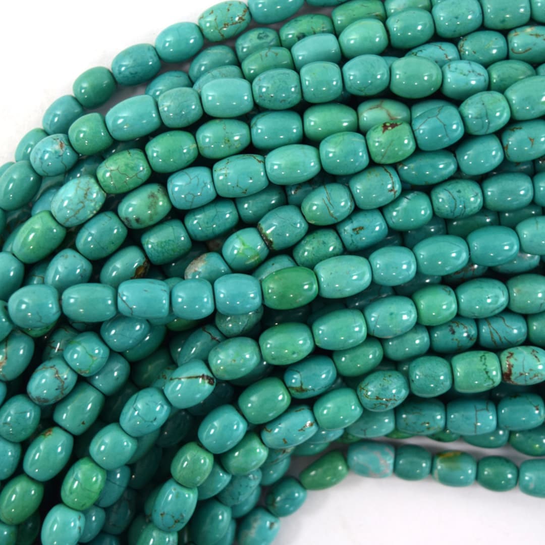 8mm - 9mm Green Turquoise Barrel Beads 15.5" Strand - Etsy