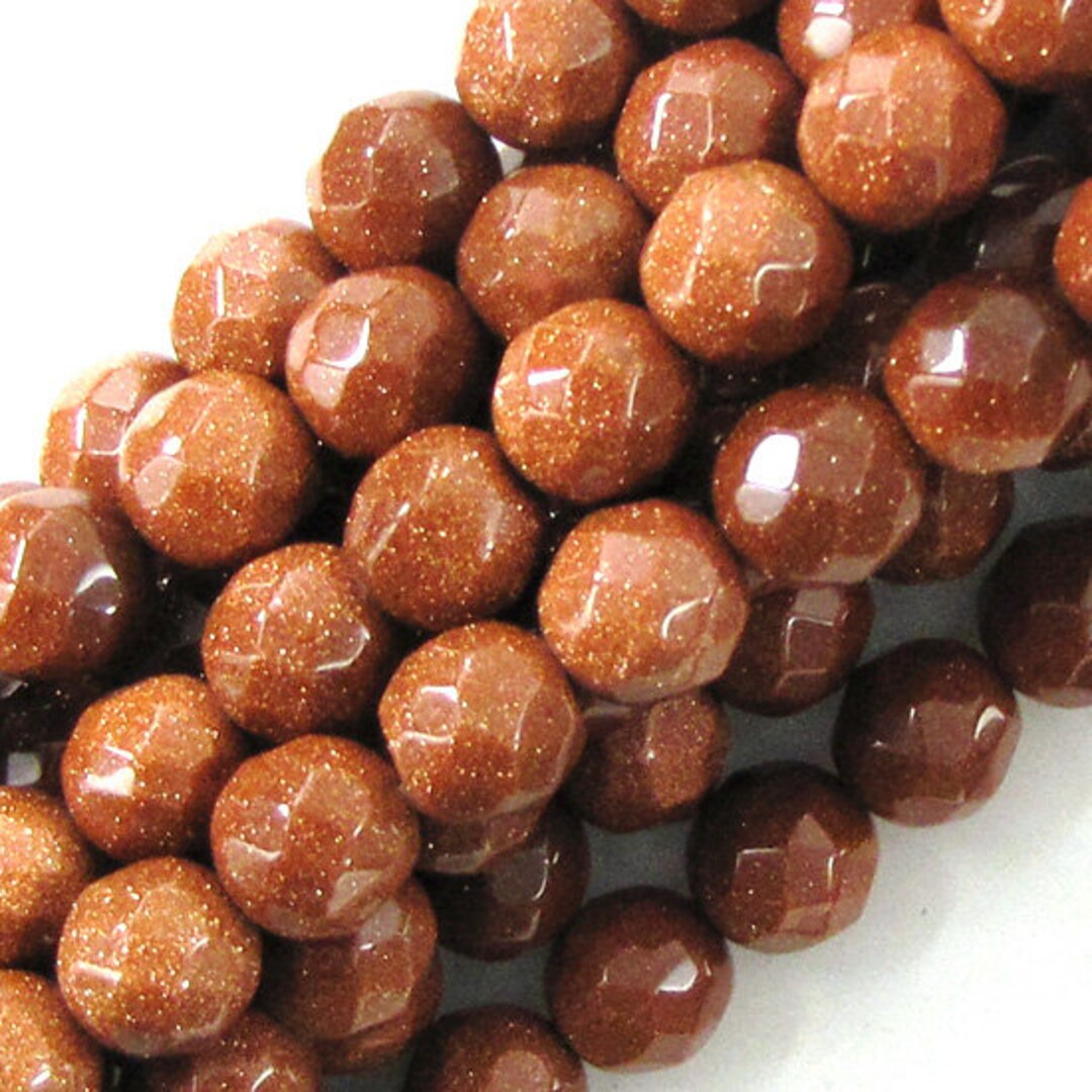 Faceted Goldstone Round Beads Gemstone 14" Strand 6mm 8mm 10mm - Etsy