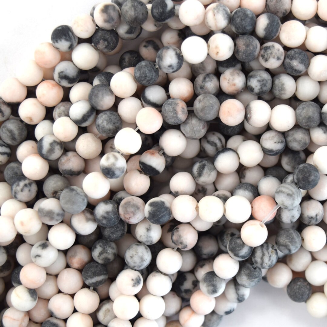 Natural Matte Pink Zebra Jasper Round Beads Gemstone 15" Strand 6mm 8mm ...