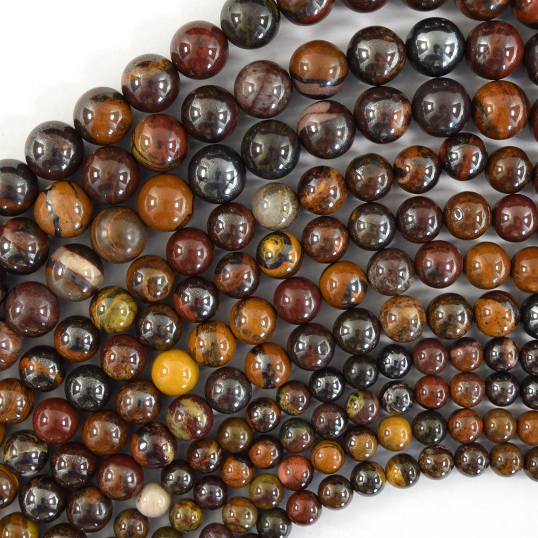 Natural Dark Red Brown Tiger Iron Round Beads Gemstone 15" Strand 6mm ...