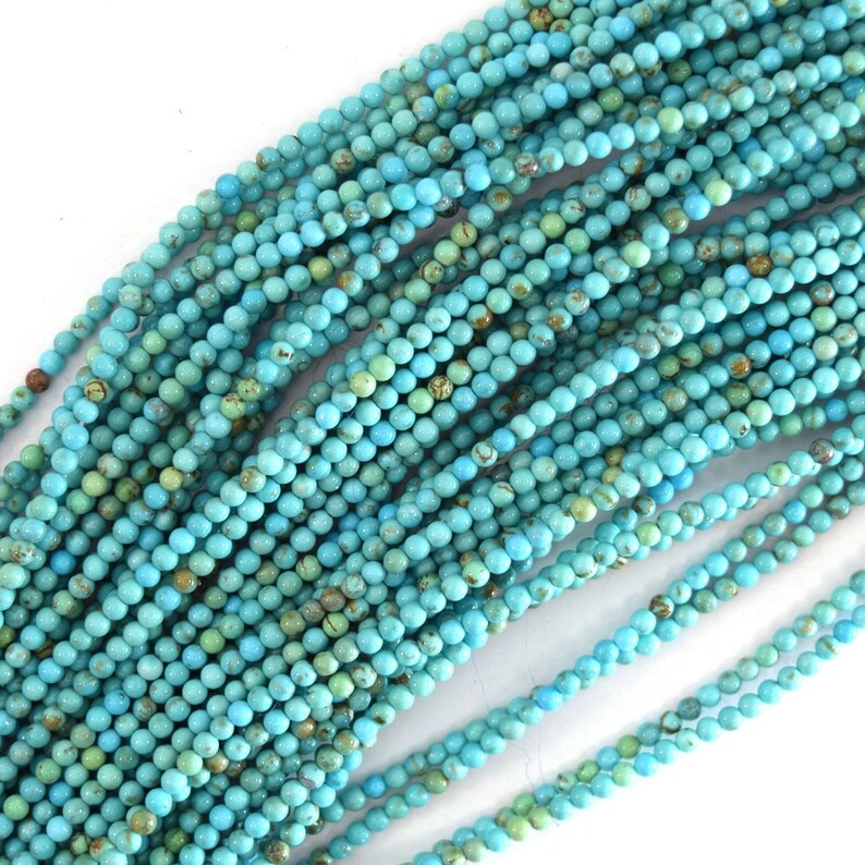 Brown Matrix Cream Blue Turquoise Round Beads 15 Strand - Etsy