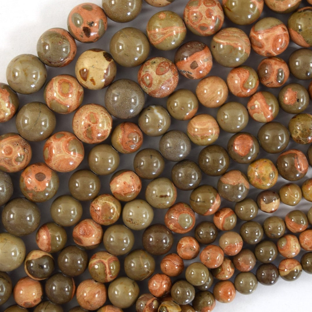 Natural African Map Jasper Round Beads Gemstone 15" Strand 6mm 8mm 10mm ...