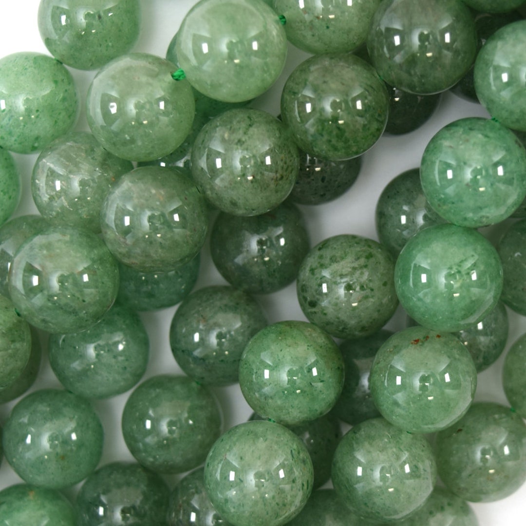 Natural Green Strawberry Quartz Round Beads Gemstone 15" Strand 6mm 8mm ...