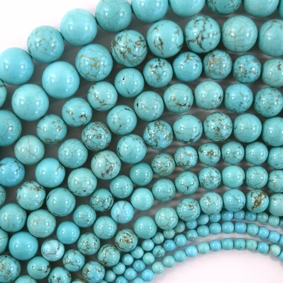 Blue Turquoise Round Beads Gemstone 15 Strand S2 4mm 6mm | Etsy