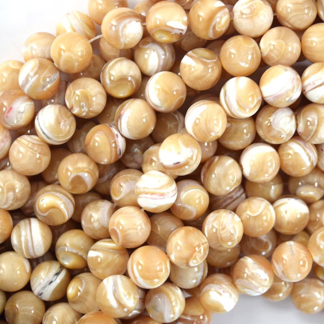 Natural Mother of Pearl MOP Round Beads 15.5