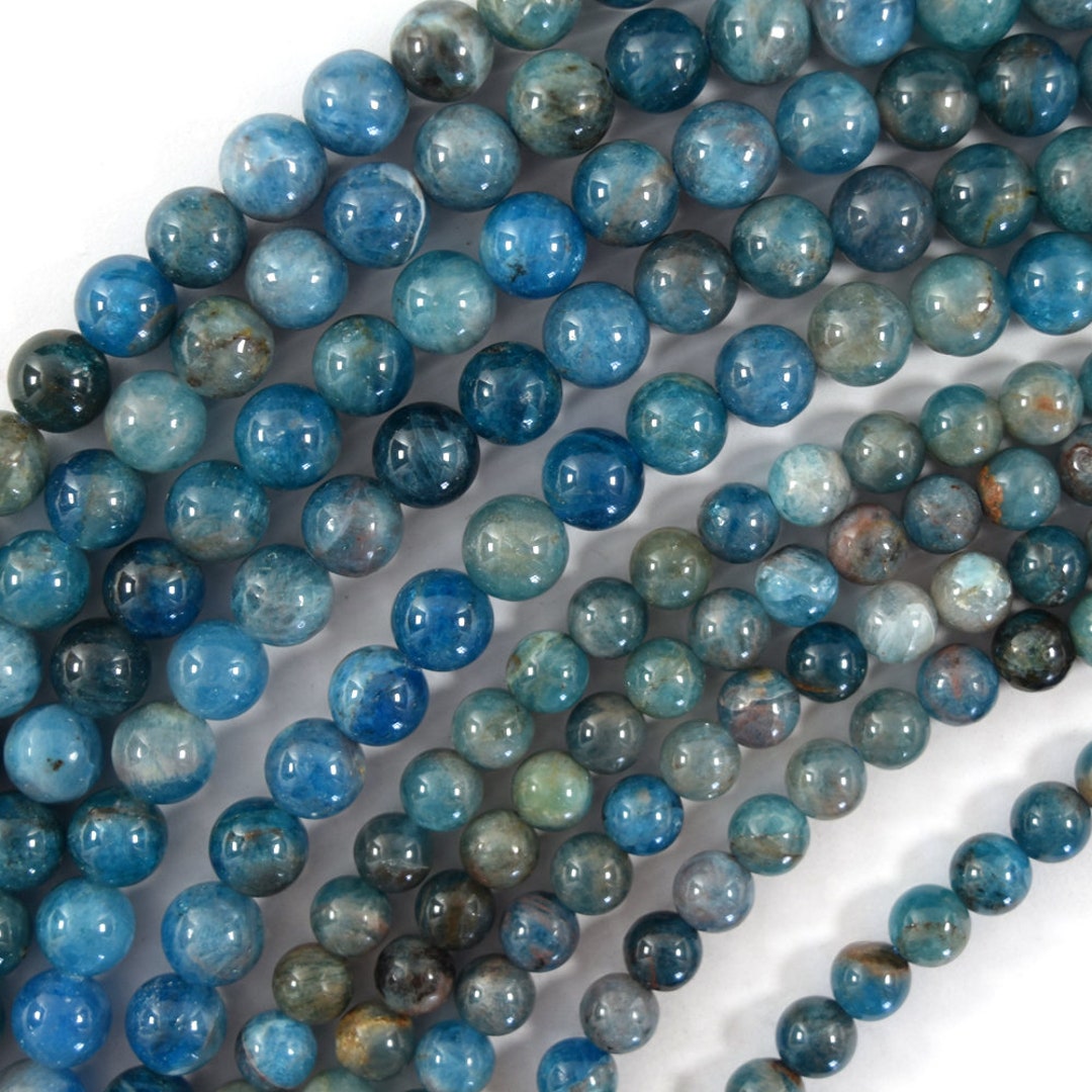 Natural Blue Apatite Round Beads Gemstone 15.5
