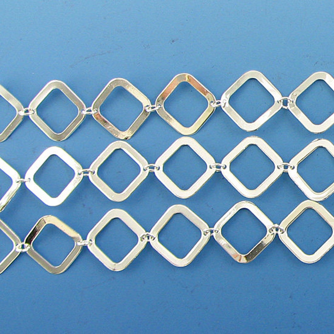 17mm Silver Plated Copper Diamond Chain One Foot Findings 2257 - Etsy