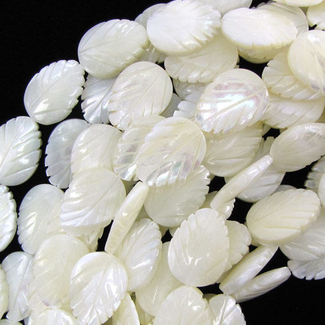 20mm White Mother of Pearl Mop Carved Leaf Beads 15.5 - Etsy