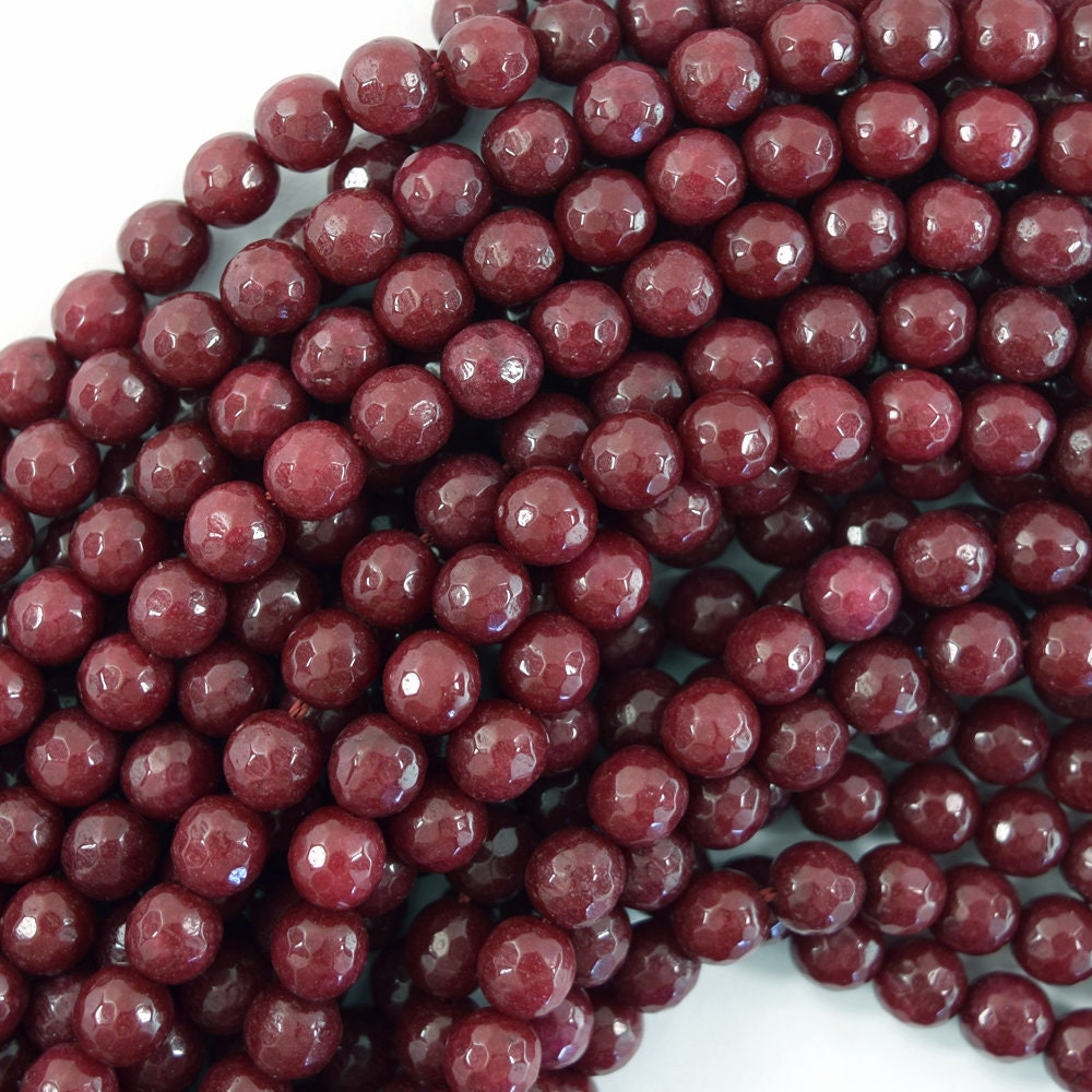 Faceted Ruby Red Jade Round Beads Gemstone 15 Strand 2mm - Etsy