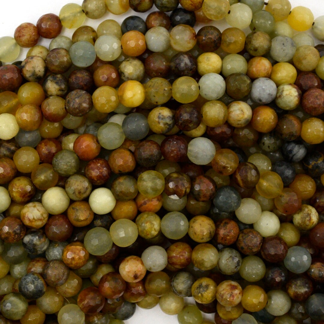 Faceted Flower Jade Round Beads Gemstone 15.5" Strand 4mm 6mm 8mm 10mm ...