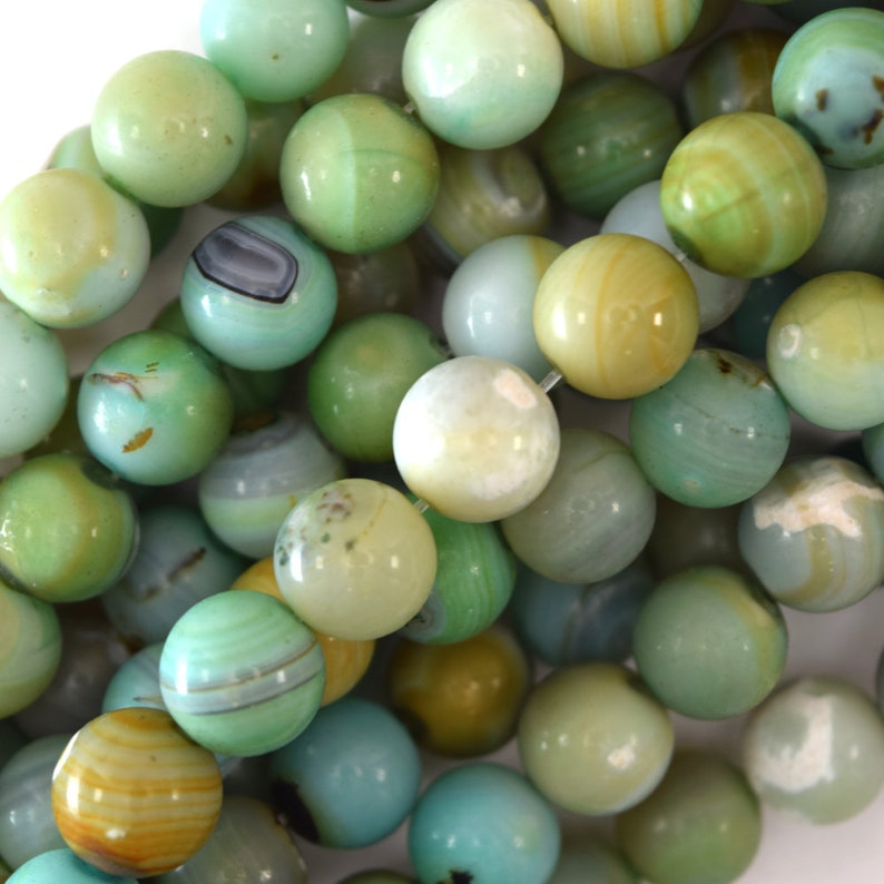 Light Green Agate Round Beads Gemstone 15 Strand 6mm 8mm | Etsy