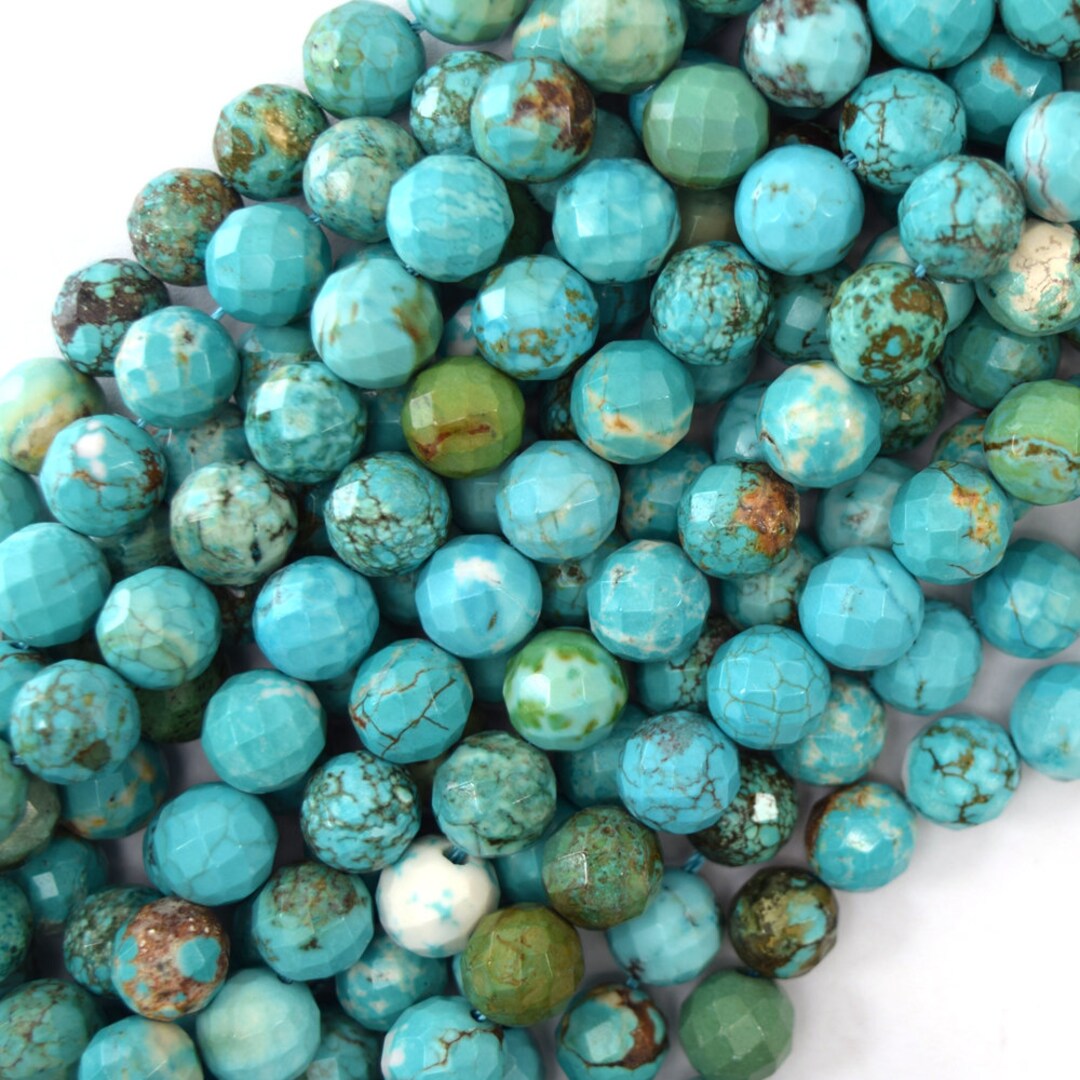 Faceted Blue Turquoise Round Beads 15.5 2mm 4mm 6mm 8mm 10mm S2 Brown ...