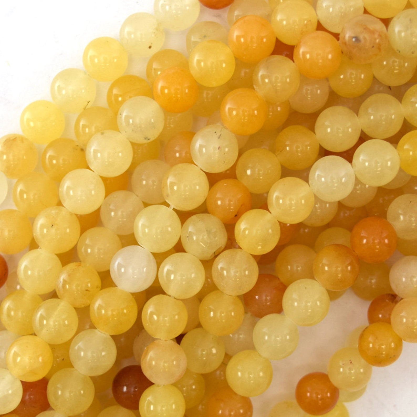 Natural Yellow Jade Round Beads Gemstone 15 Strand 6mm | Etsy