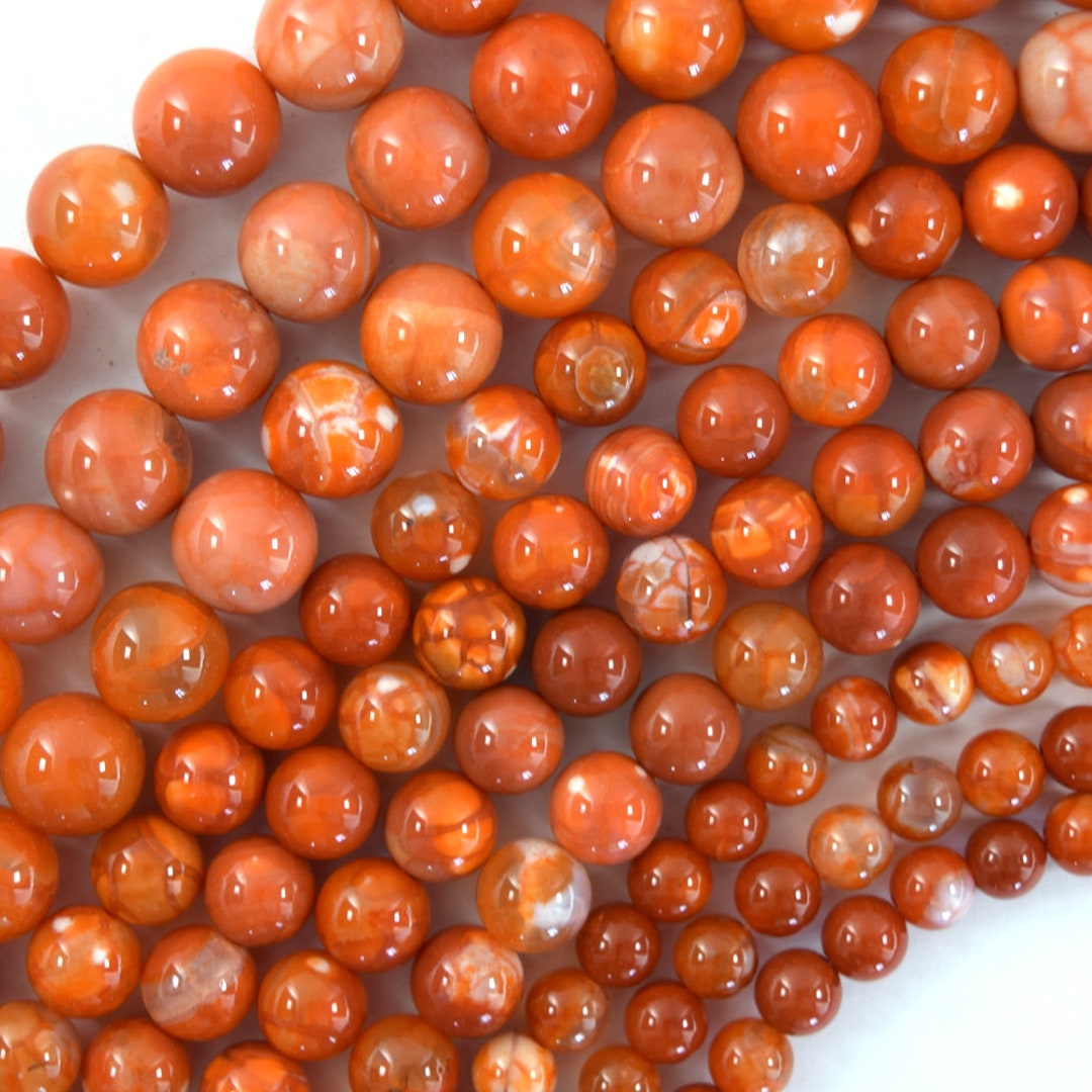 Orange Fire Agate Round Beads Gemstone 15 Strand 6mm 8mm - Etsy