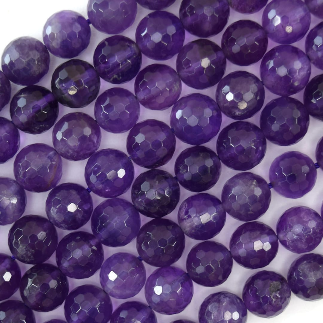 Natural Faceted Purple Amethyst Round Beads 15 Strand 3mm 4mm 6mm 8mm ...