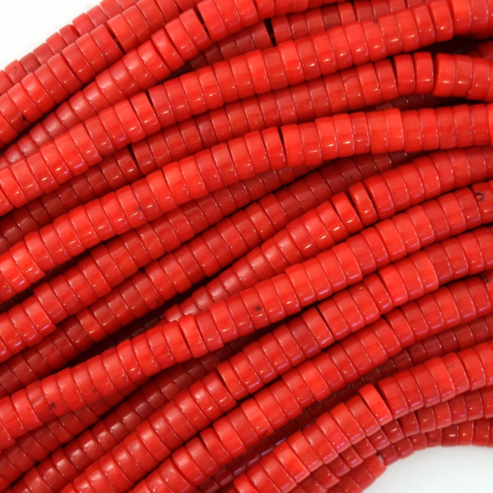 Red Coral Heishi Disc Beads Gemstone 16 Strand 4mm 5mm - Etsy