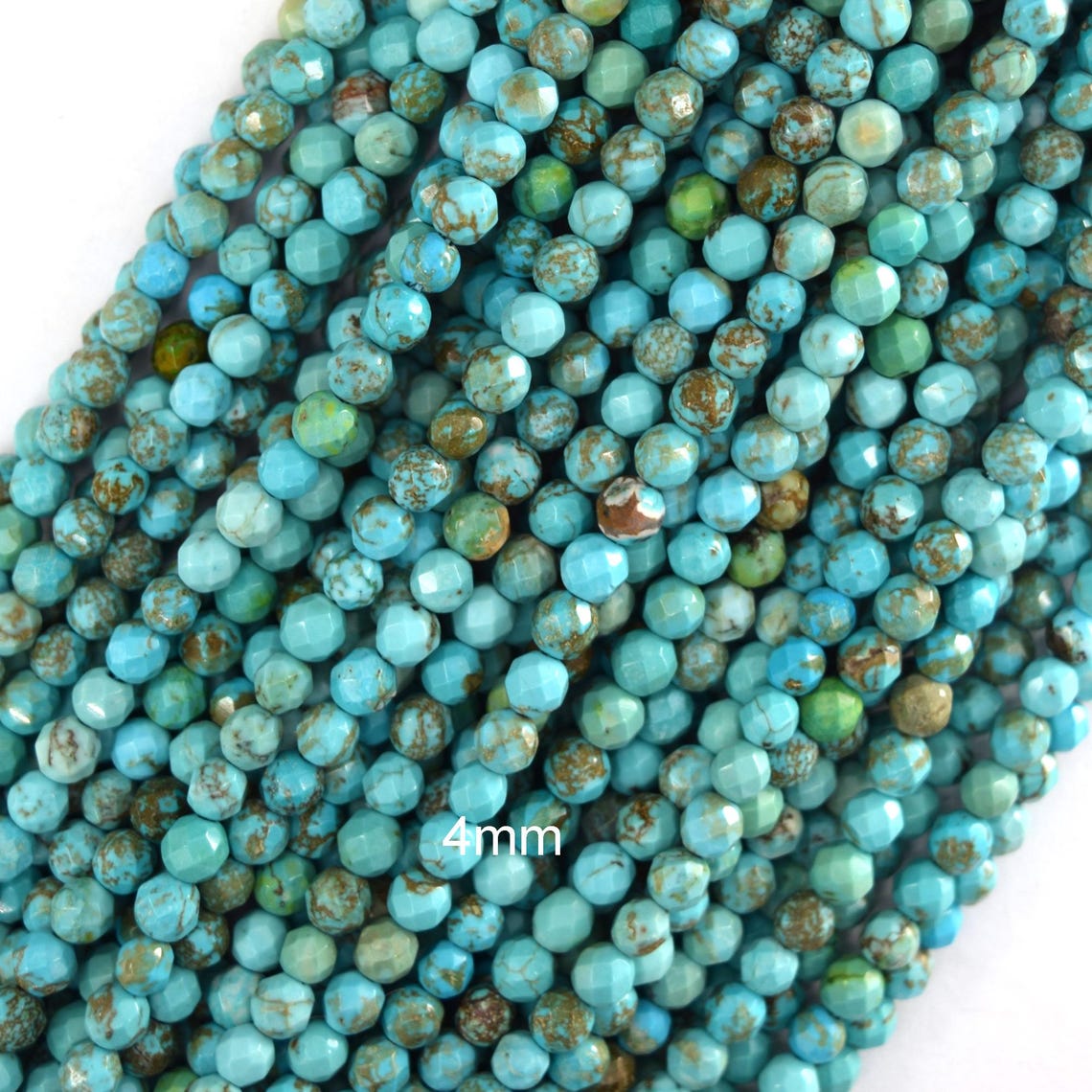 Faceted Blue Turquoise Round Beads 15.5" 2mm 4mm 6mm 8mm 10mm S2 Brown ...