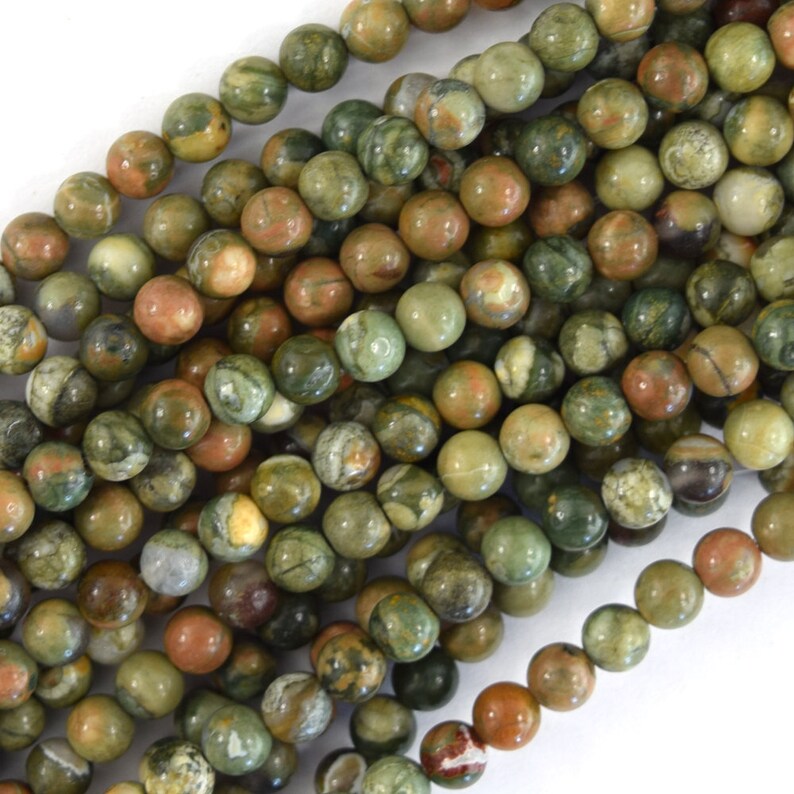 Natural Rainforest Green Rhyolite Jasper Round Beads 15 - Etsy