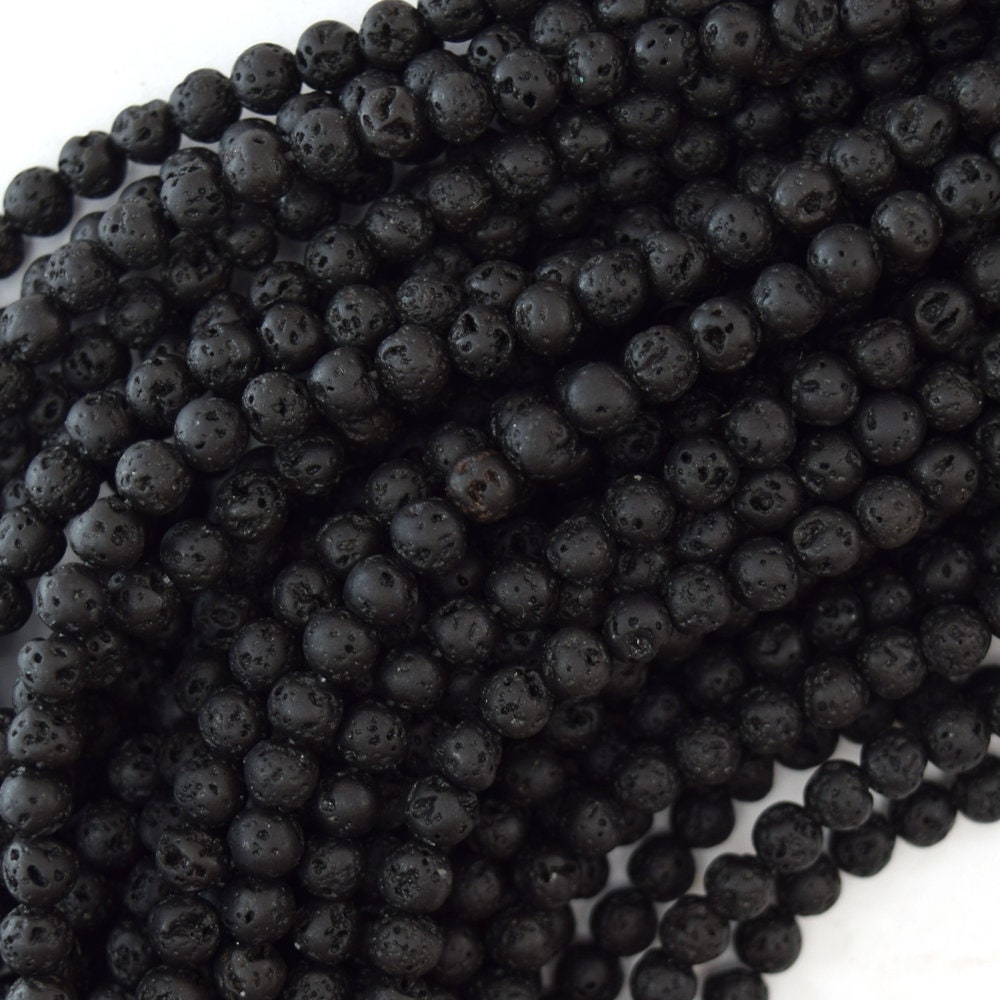 Black Volcano Lava Round Beads Gemstone 15.5 Strand 4mm - Etsy