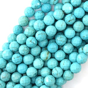 Faceted Blue Turquoise Round Beads 15.5 Strand S1 2mm 4mm 6mm 8mm 10mm ...