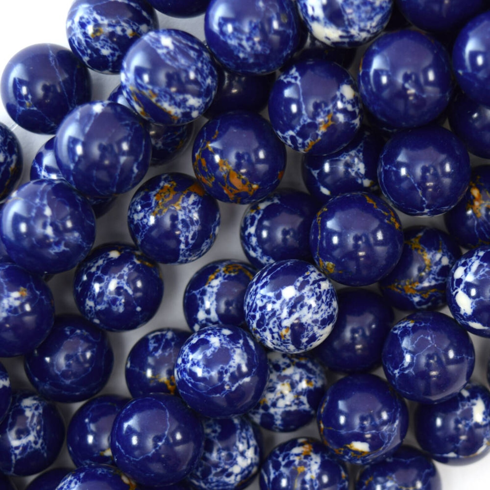 12mm Synthetic Lapis Blue Sea Sediment Jasper Round Beads 15.5" Strand ...
