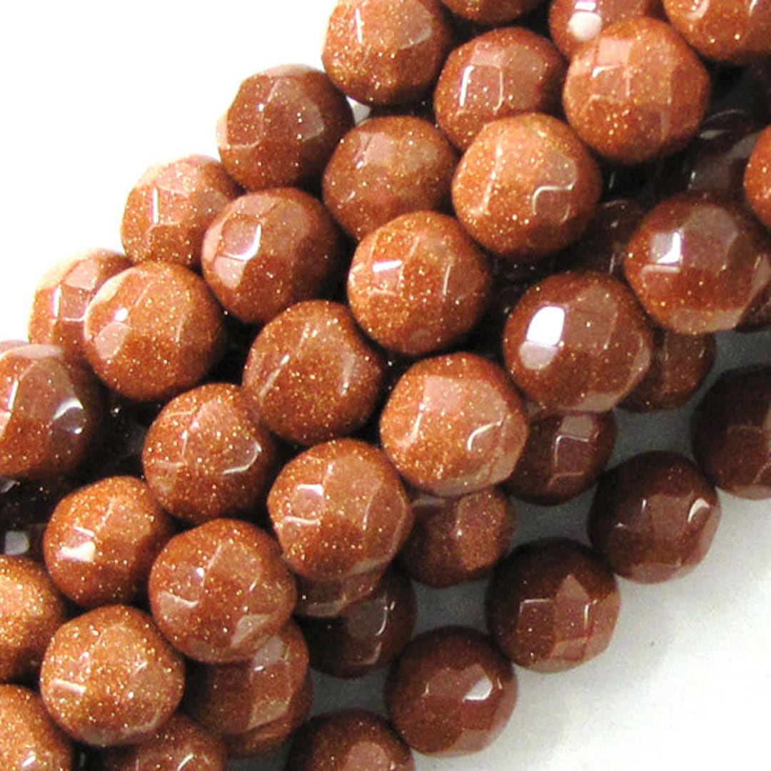 Faceted Goldstone Round Beads Gemstone 14 Strand 4mm 6mm - Etsy