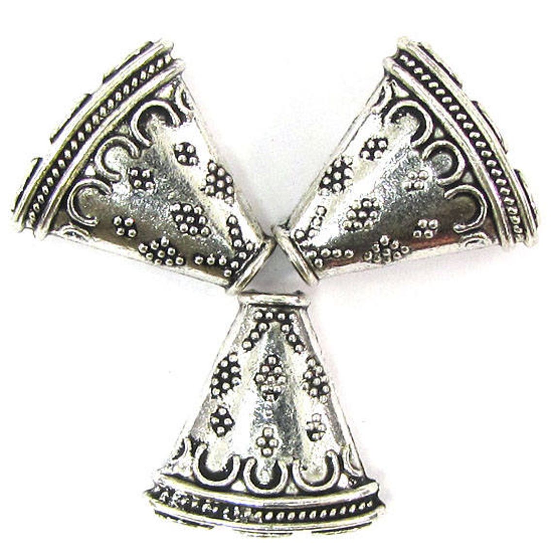 6 23mm Silver Plated Pewter Flower Triangle 1 Hole to 3 Holes - Etsy