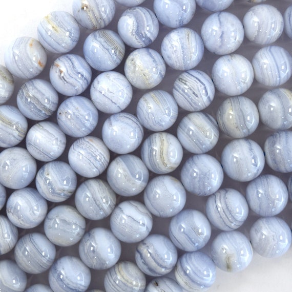 Natural Blue Lace Agate Round Beads Gemstone 15.5 Strand | Etsy