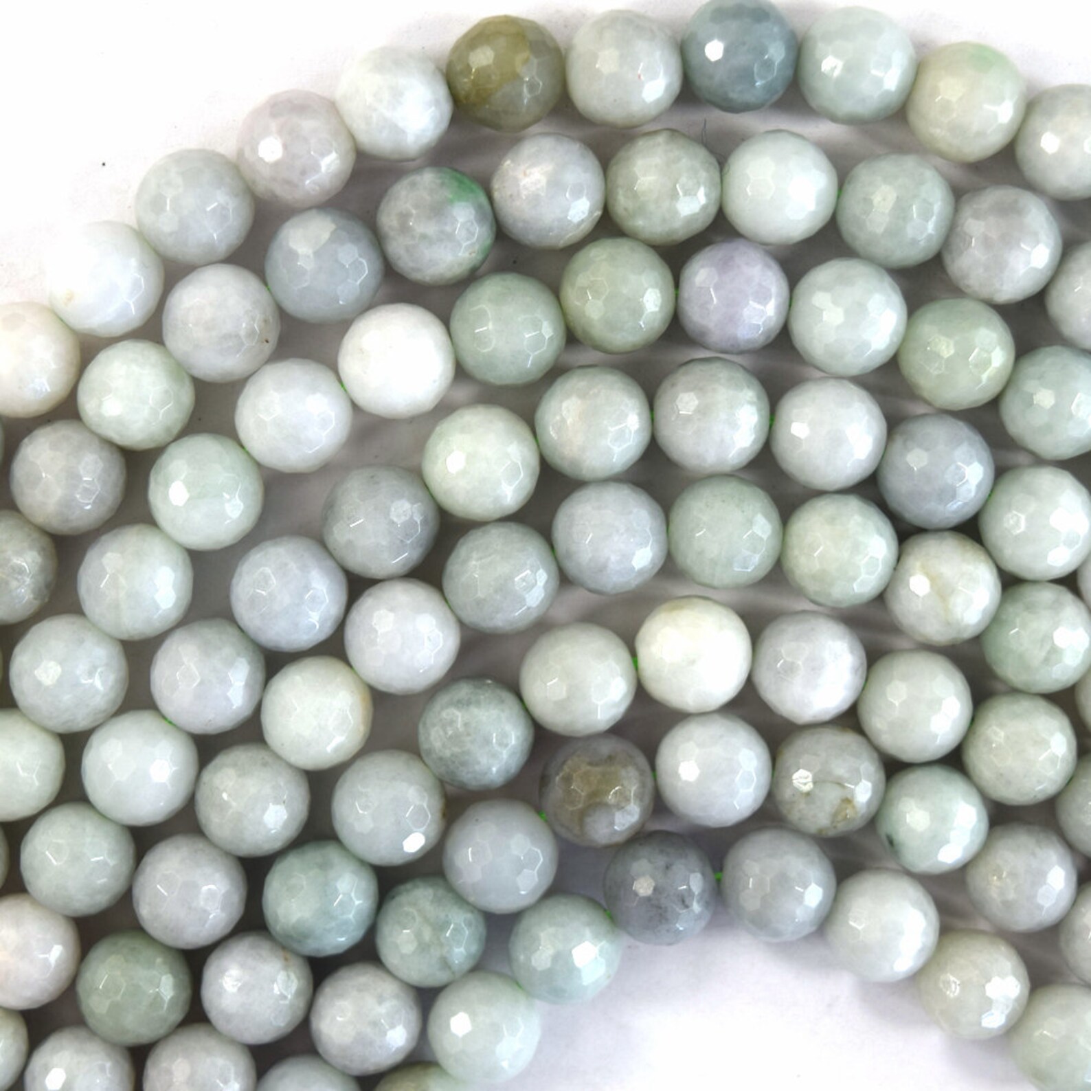 Natural Faceted L Green Burma Jadeite Jade Round Beads 15" Burmese 6mm ...