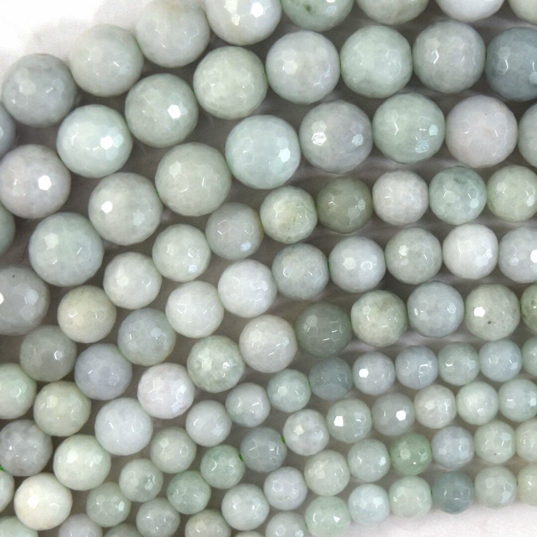 Natural Faceted L Green Burma Jadeite Jade Round Beads 15 Burmese 6mm ...